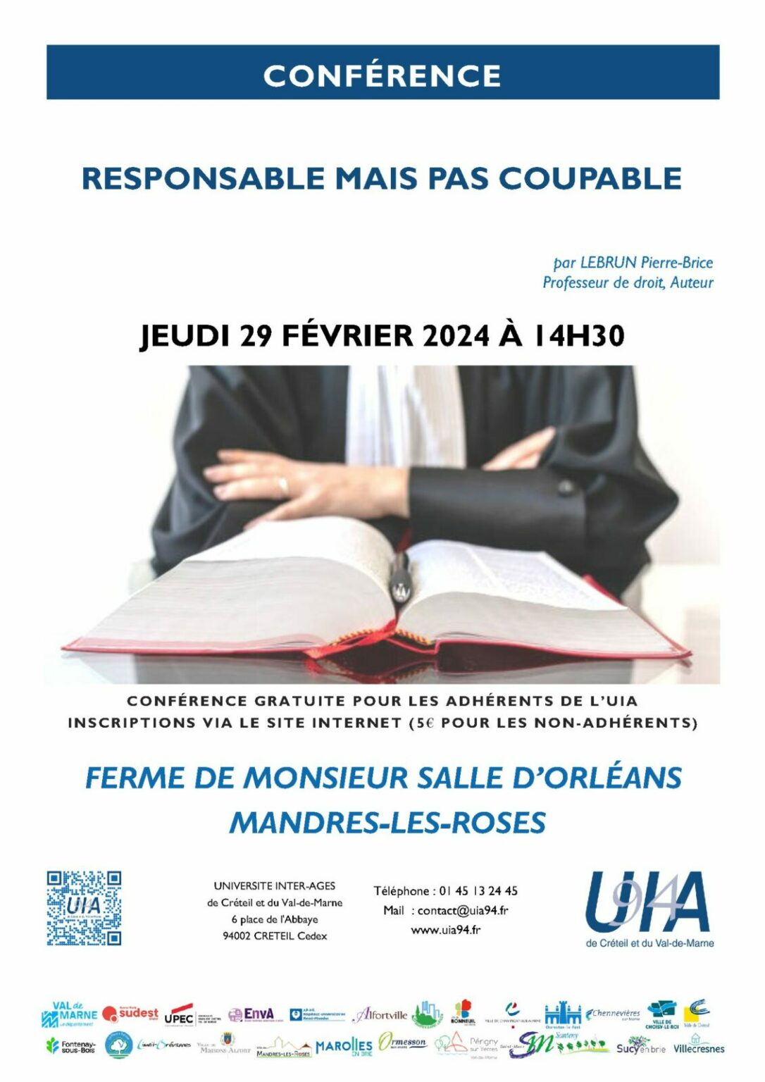 Conférence - Responsable mais pas coupable - Ville de Mandres les Roses